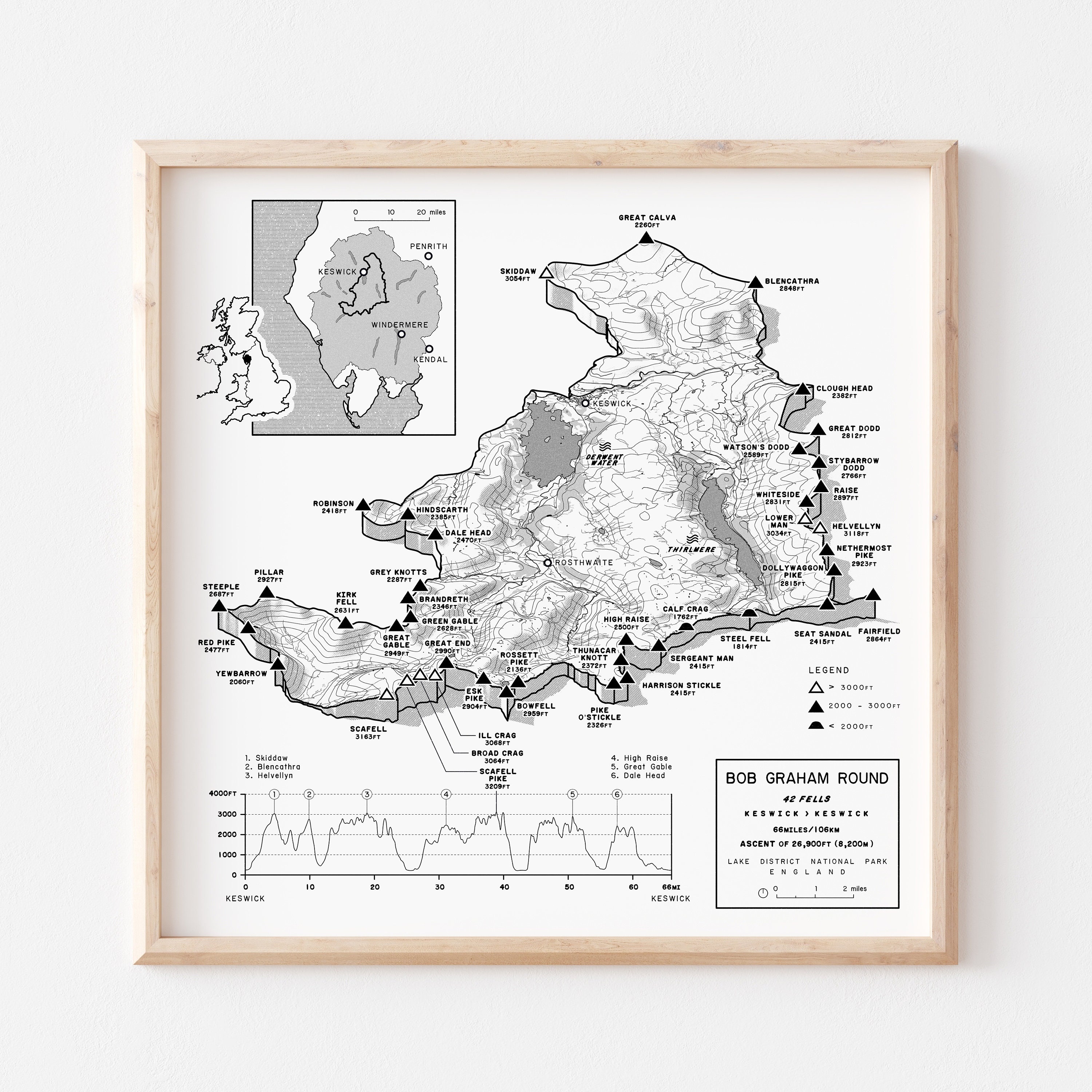 Bob Graham Round Isometric - Lake District, England, UK - Hiking Trail ...