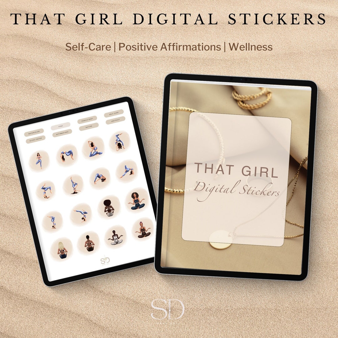 That Girl Digital Stickers | Self Care Aesthetic Stickers Bundle ...