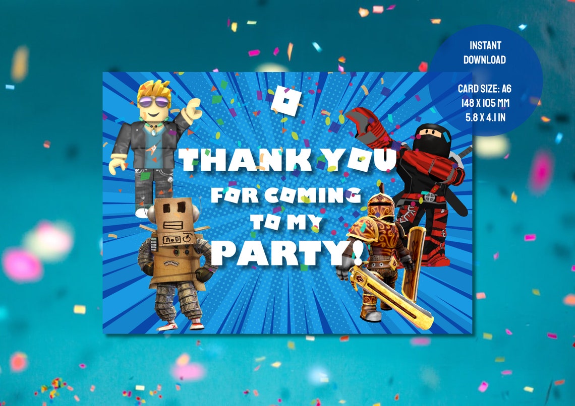 Roblox Thank You Card Label for FREE Roblox Printable - Etsy
