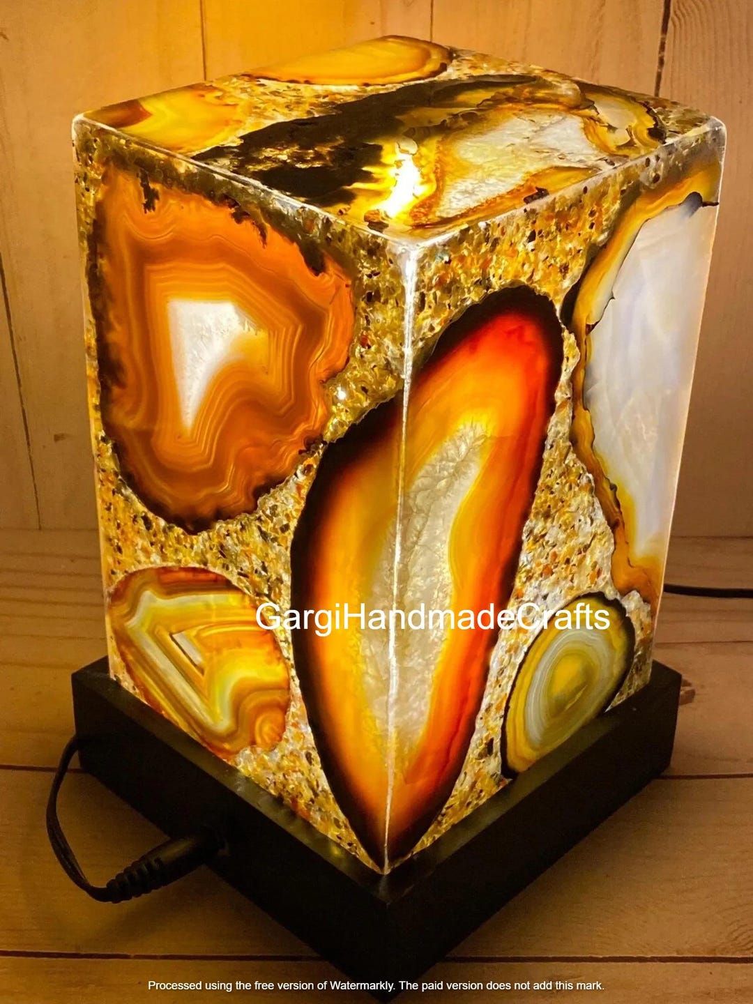 Handmade Yellow Agate Gemstone Lamp: Home & Office Decor - Etsy