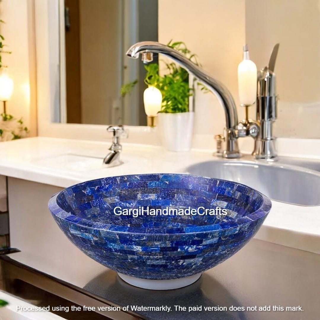 Handmade Lapis Lazuli Stone Wash Basin: Round Bathroom Sink - Etsy