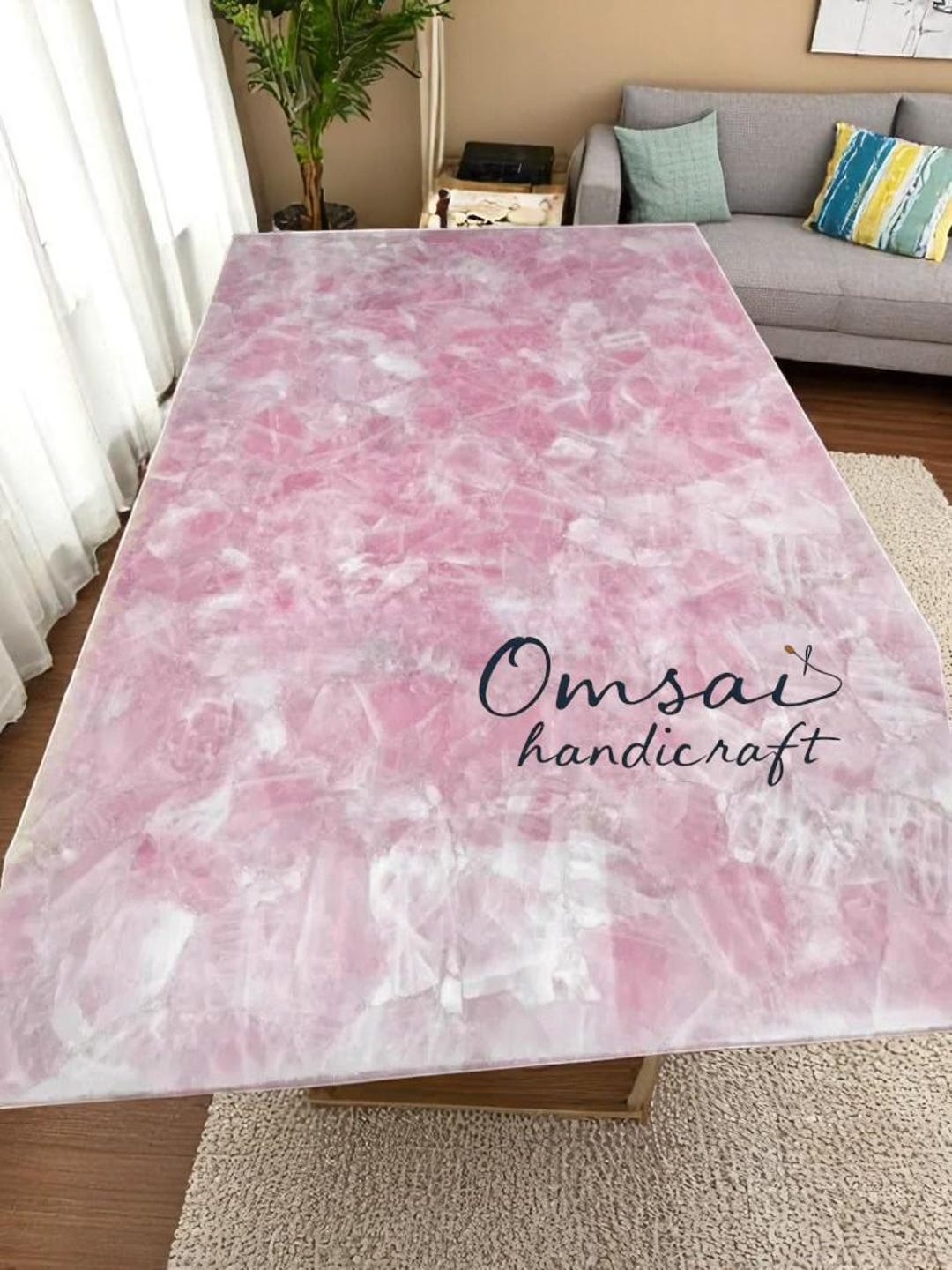 Handmade Rose Quartz Dining Table: Luxury Gemstone Slab Furniture - Etsy