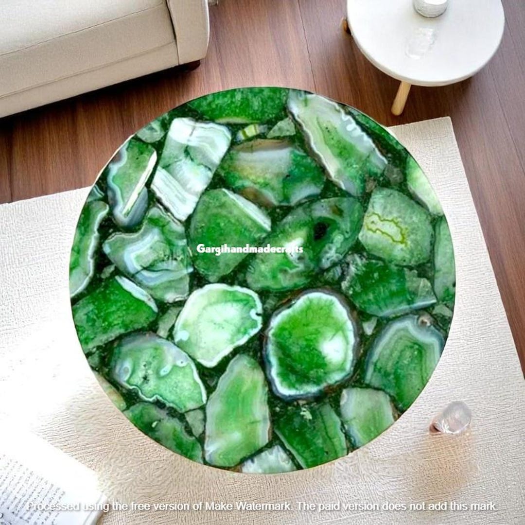Handmade Green Agate Table Top: Natural Stone Coffee Table - Etsy