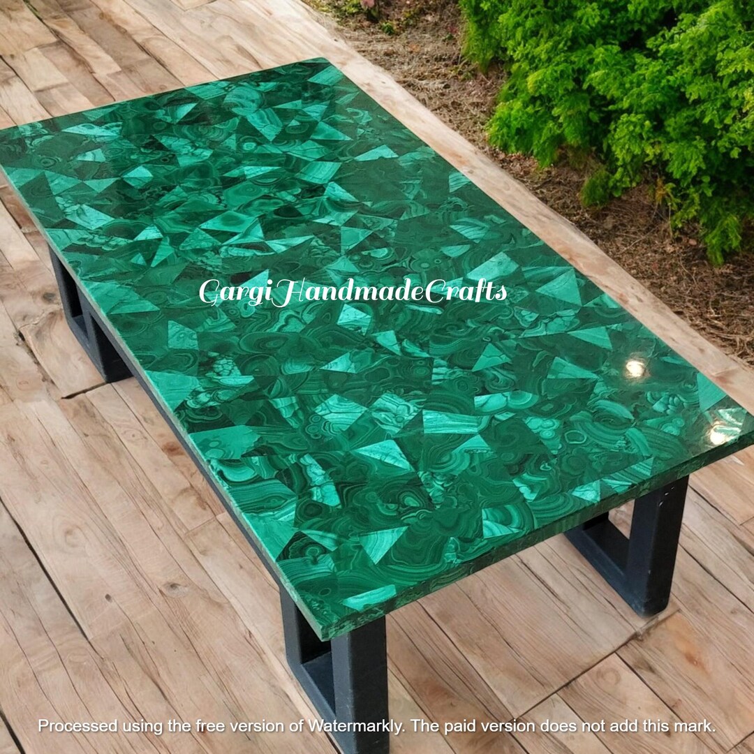 Handmade Green Malachite Stone Table Top: Elegant Inlay Art - Etsy