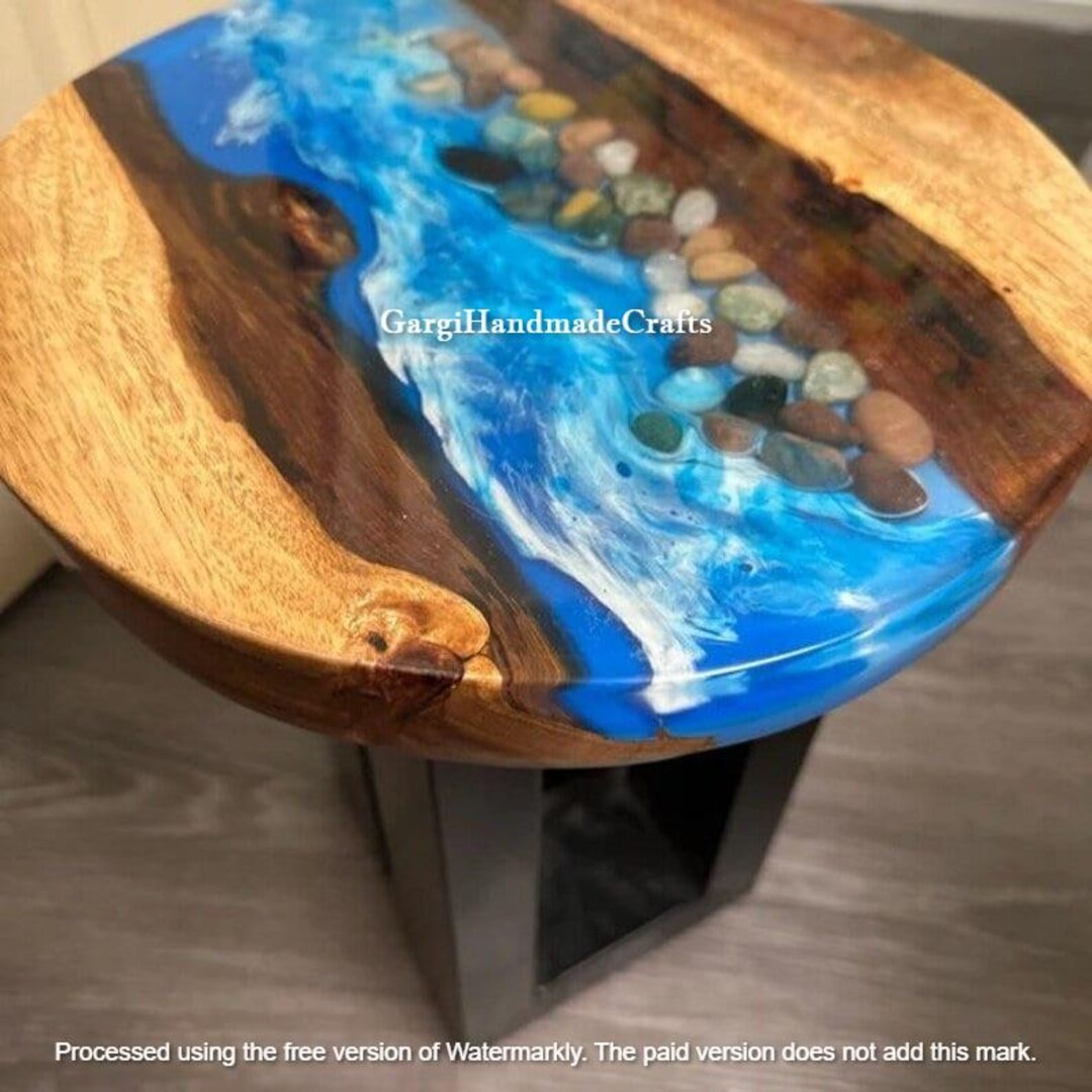 Round Ocean Epoxy Resin Center Sofa Coffee Table Top Handmade Furniture ...