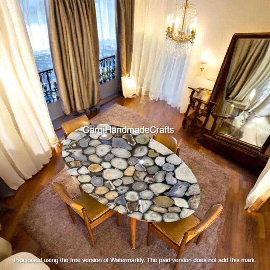 Handmade Oval Agate Table Top: Luxury Dining, Living Room Decor - Etsy