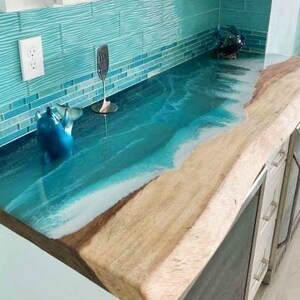 Ocean Wave Epoxy Dining Table Kitchen Slab Counter Bar - Etsy