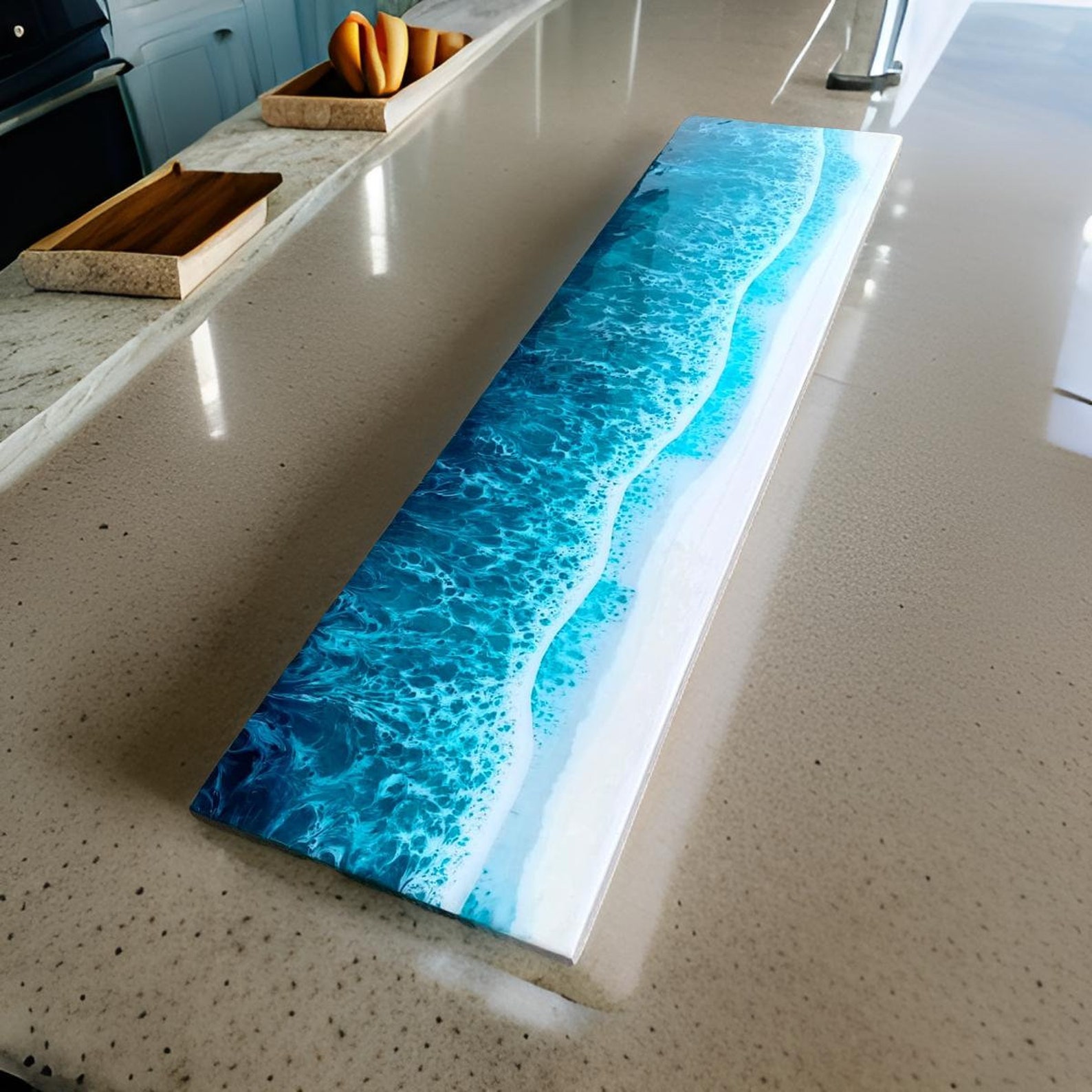 Ocean Blue Epoxy Resin Dining Table: Walnut Geode Handmade Furniture - Etsy