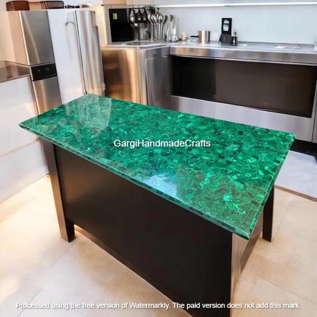 Handmade Green Malachite Stone Table Top: Modern Inlay Art - Etsy