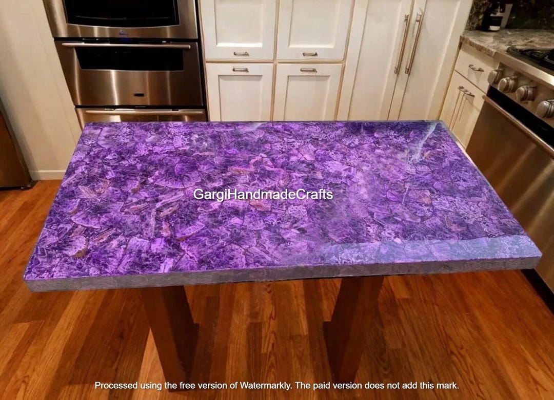 Handmade 48" Amethyst Stone Countertop Slab: Purple Gemstone Furniture ...