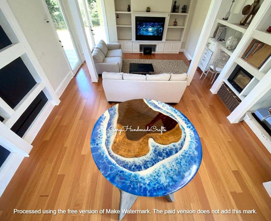 Handmade Walnut Epoxy Resin River Table Top: Ocean Sea Design - Etsy