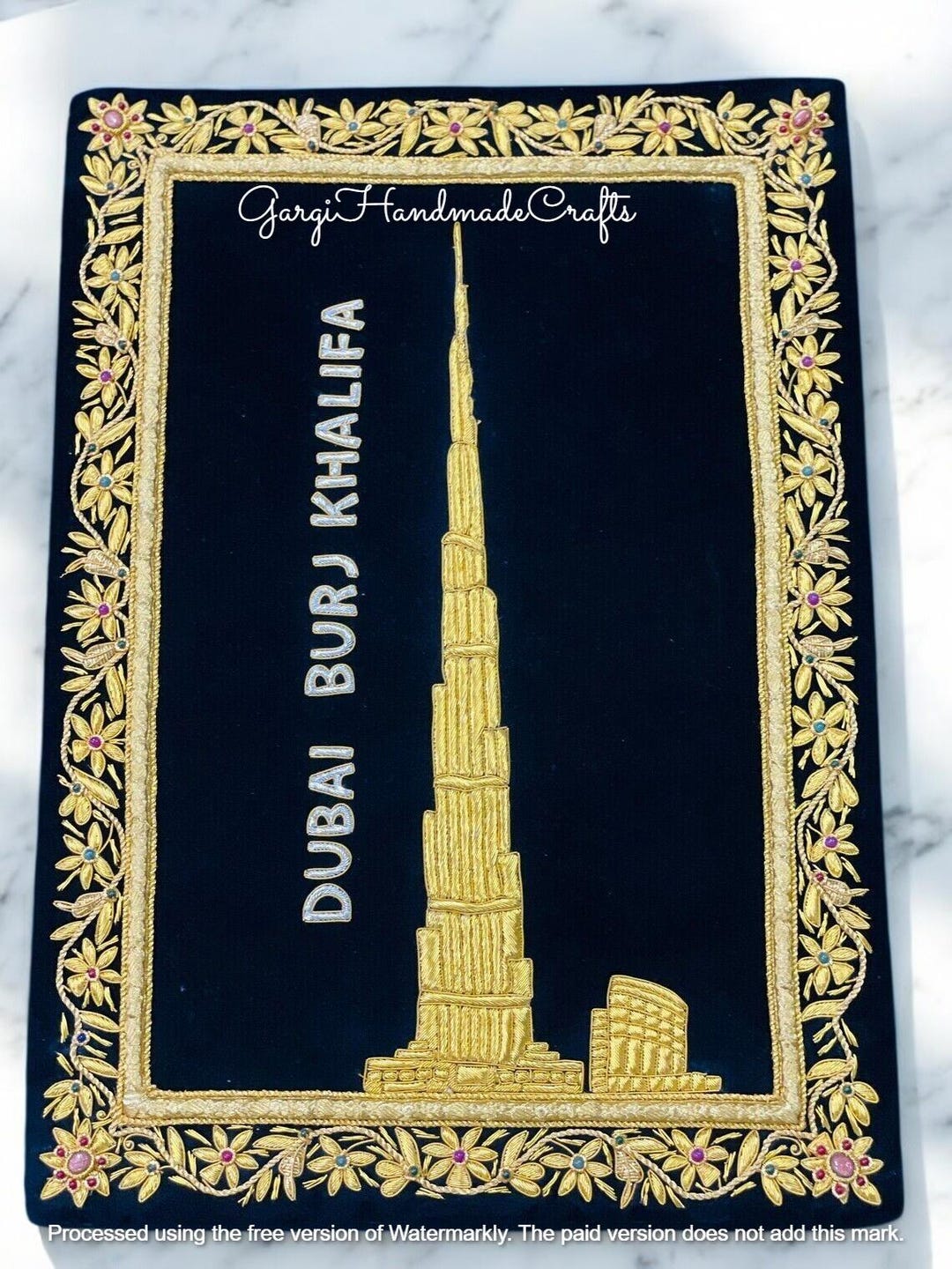 12"x24" Dubai Burj Khalifa Celebrate Dubai’s Iconic Landmark Zardozi ...