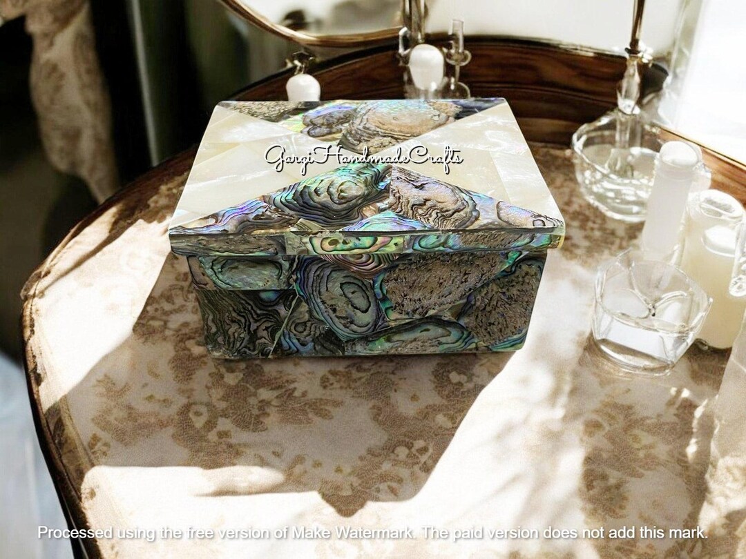 Handcrafted Abalone Shell Jewelry Box: Boho Coastal Mother of Pearl ...