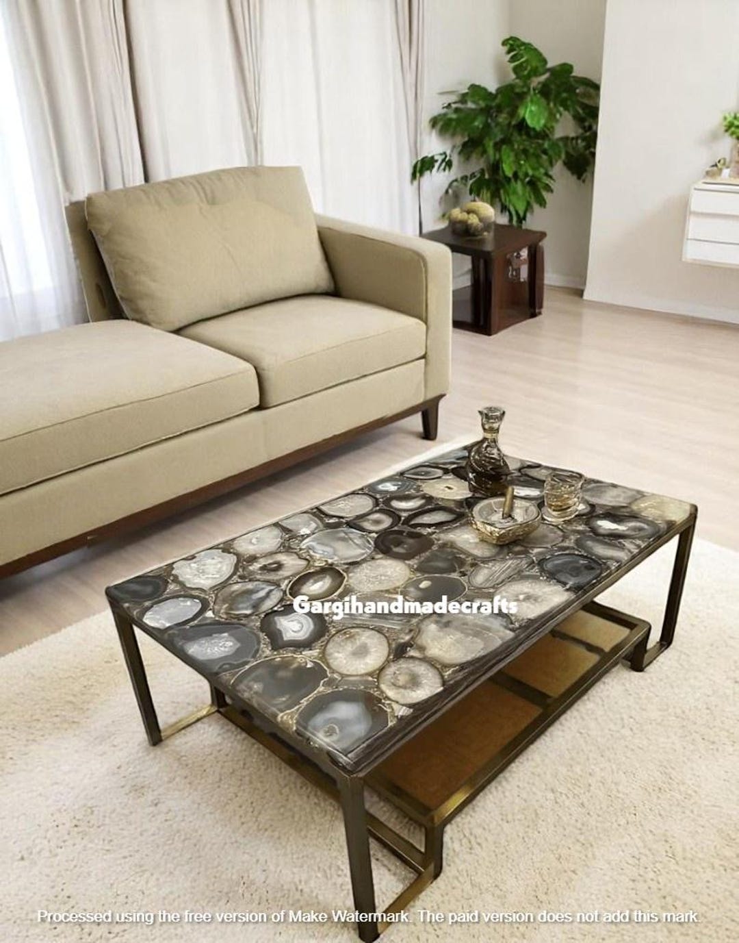 Black Agate Table Top: Handmade Living Room Center Table - Etsy