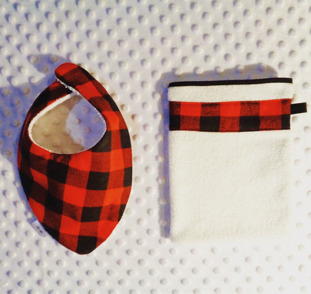 Duo Washcloth and Cotton Rat Checkered Bib for Newborn - Etsy UK