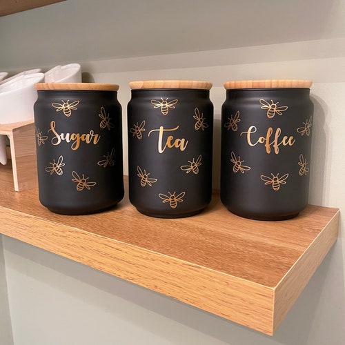 White Honey Bee Kitchen Canisters Tea Coffee Sugar Jars - Etsy