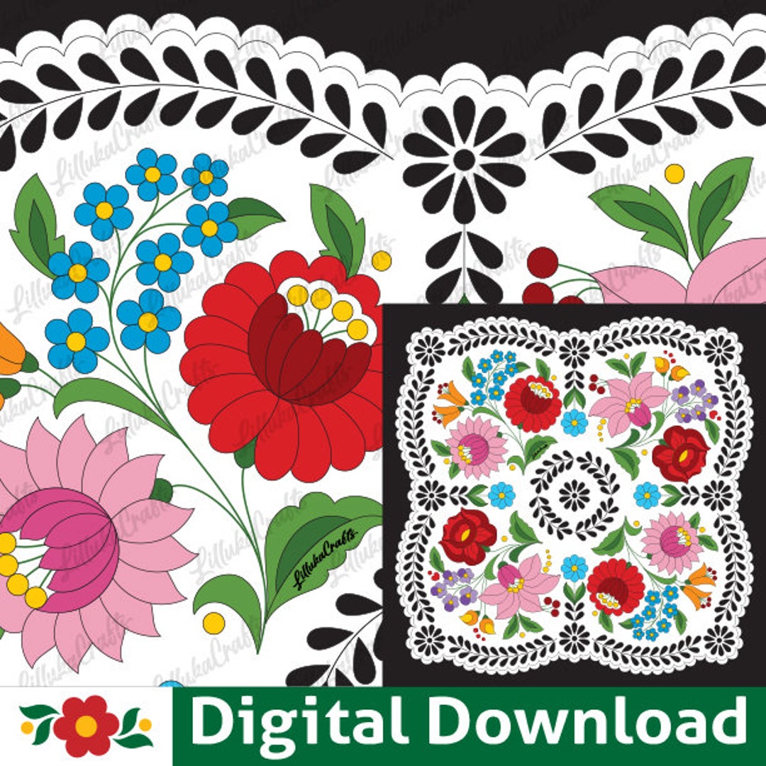21X21 in Digital File Kalocsai Hungarian Embroidery Pattern - Etsy