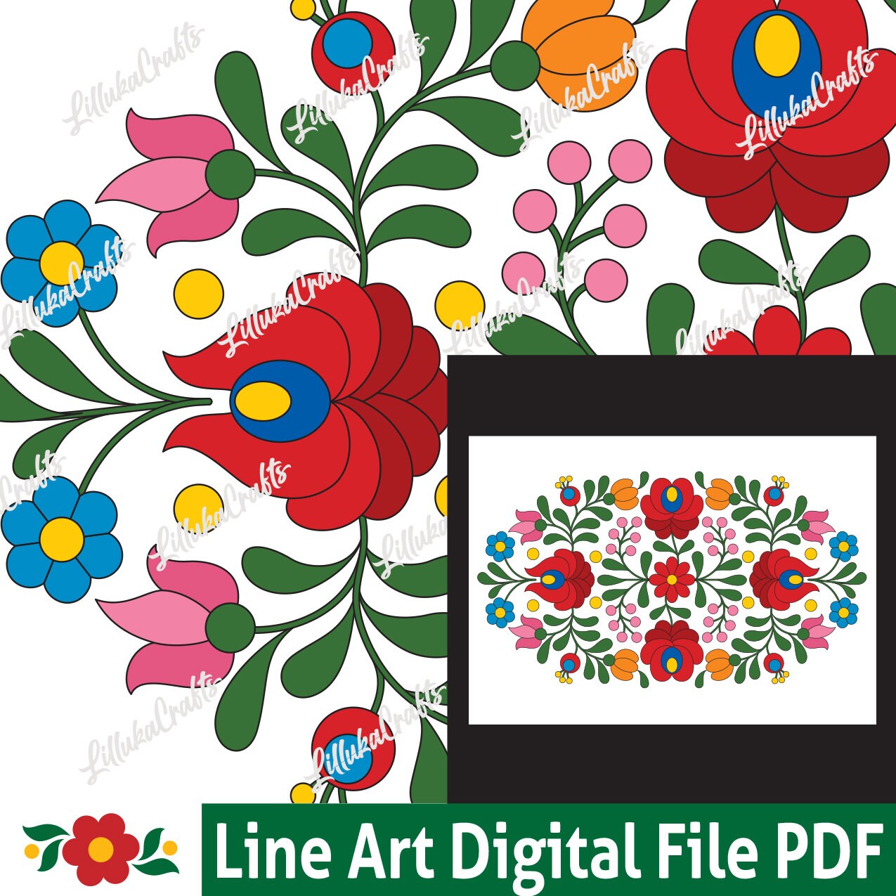 10.25x5.7in Line Art Matyo Hungarian Embroidery Pattern - Etsy