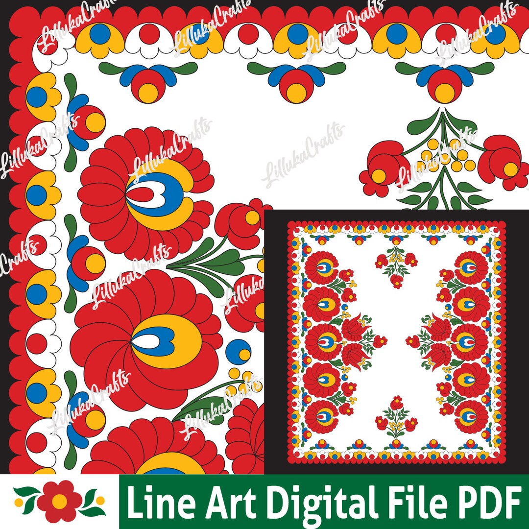 14x5.5in Line Art Matyo Hungarian Embroidery Pattern - Etsy