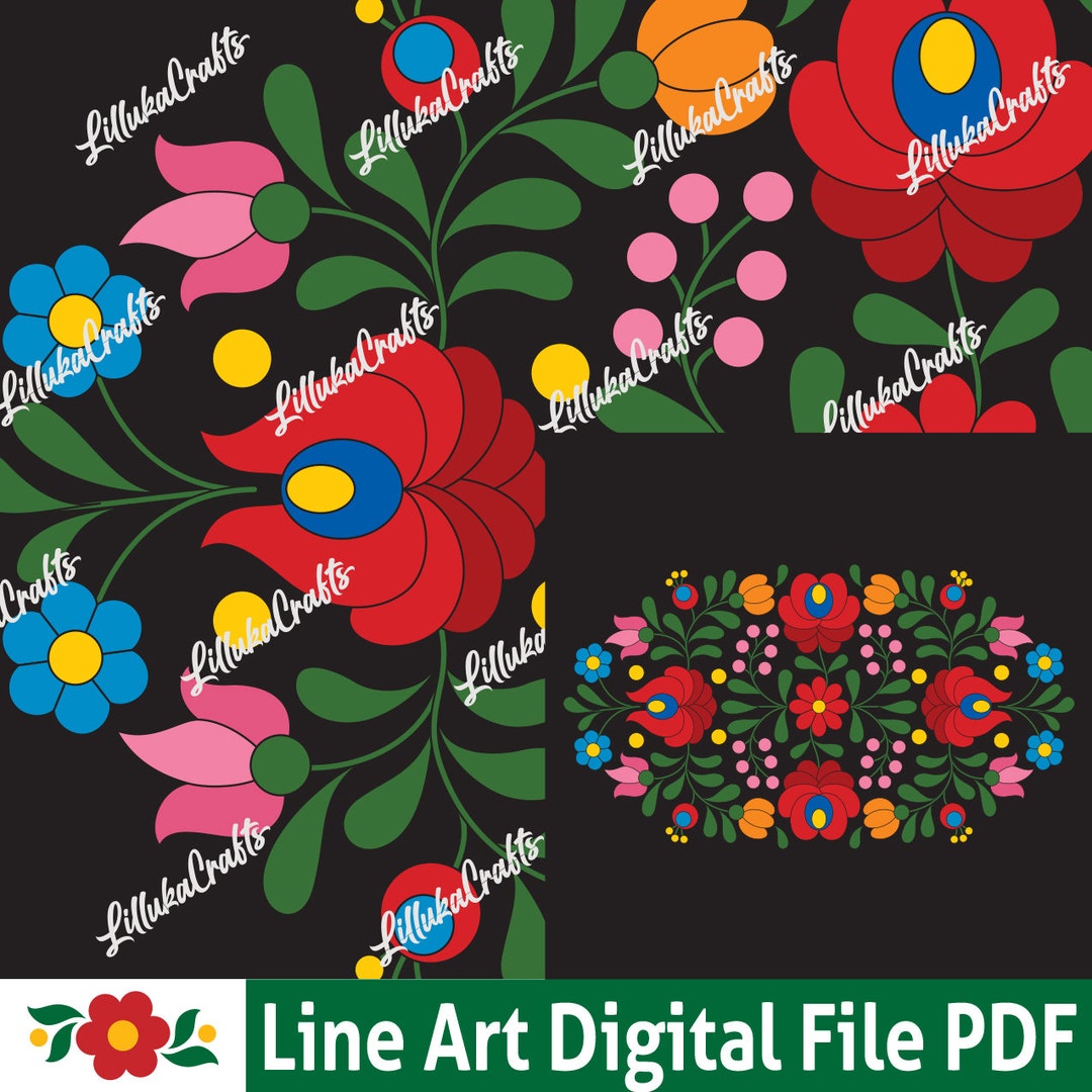 10.25x5.7in Line Art Matyo Hungarian Embroidery Pattern - Etsy