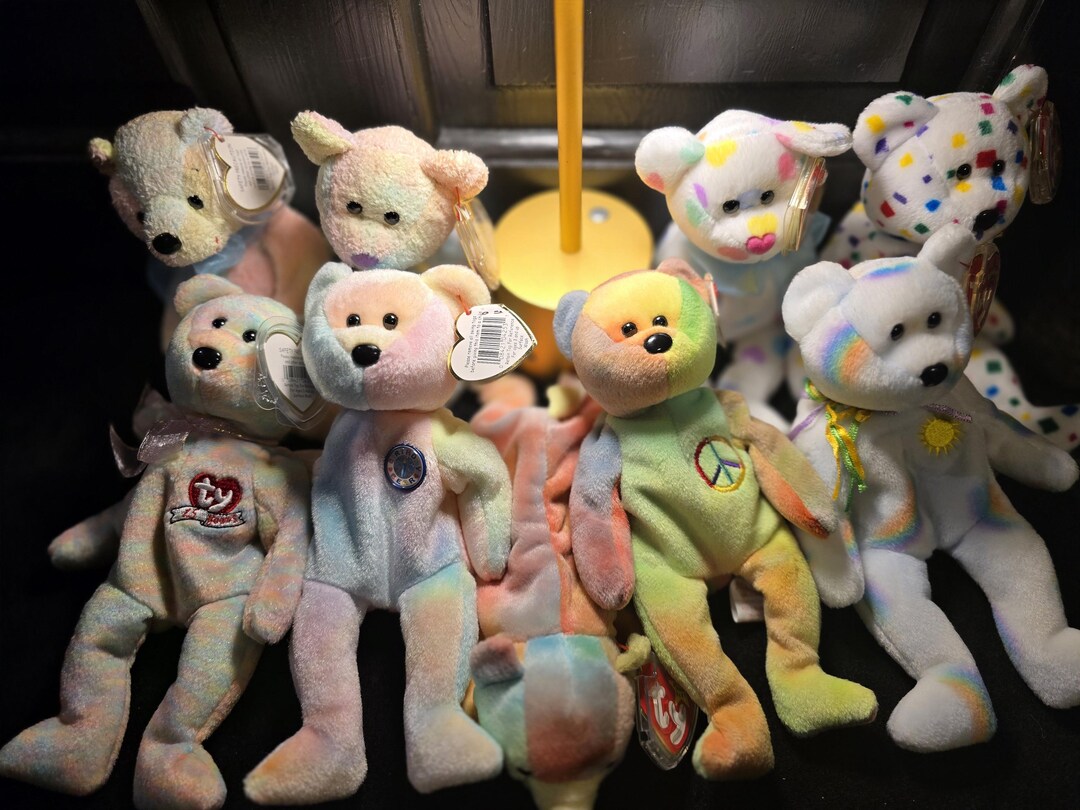 Ty Beanie Babies. Soft Plush Toy Bears in Tye Dye and Multi - Etsy