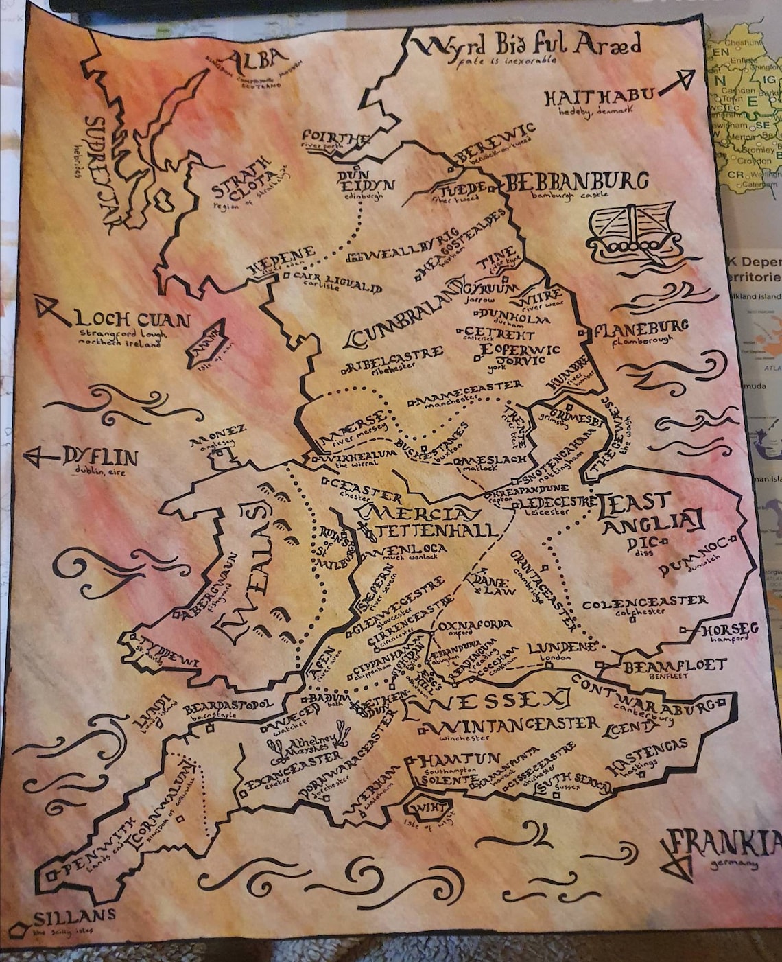Hand-drawn A4/A3 'The Last Kingdom' locations map | Etsy