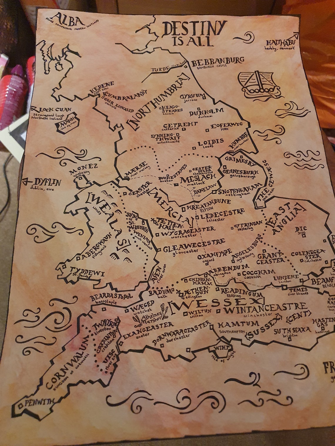 Hand-drawn A4/A3 'The Last Kingdom' locations map | Etsy