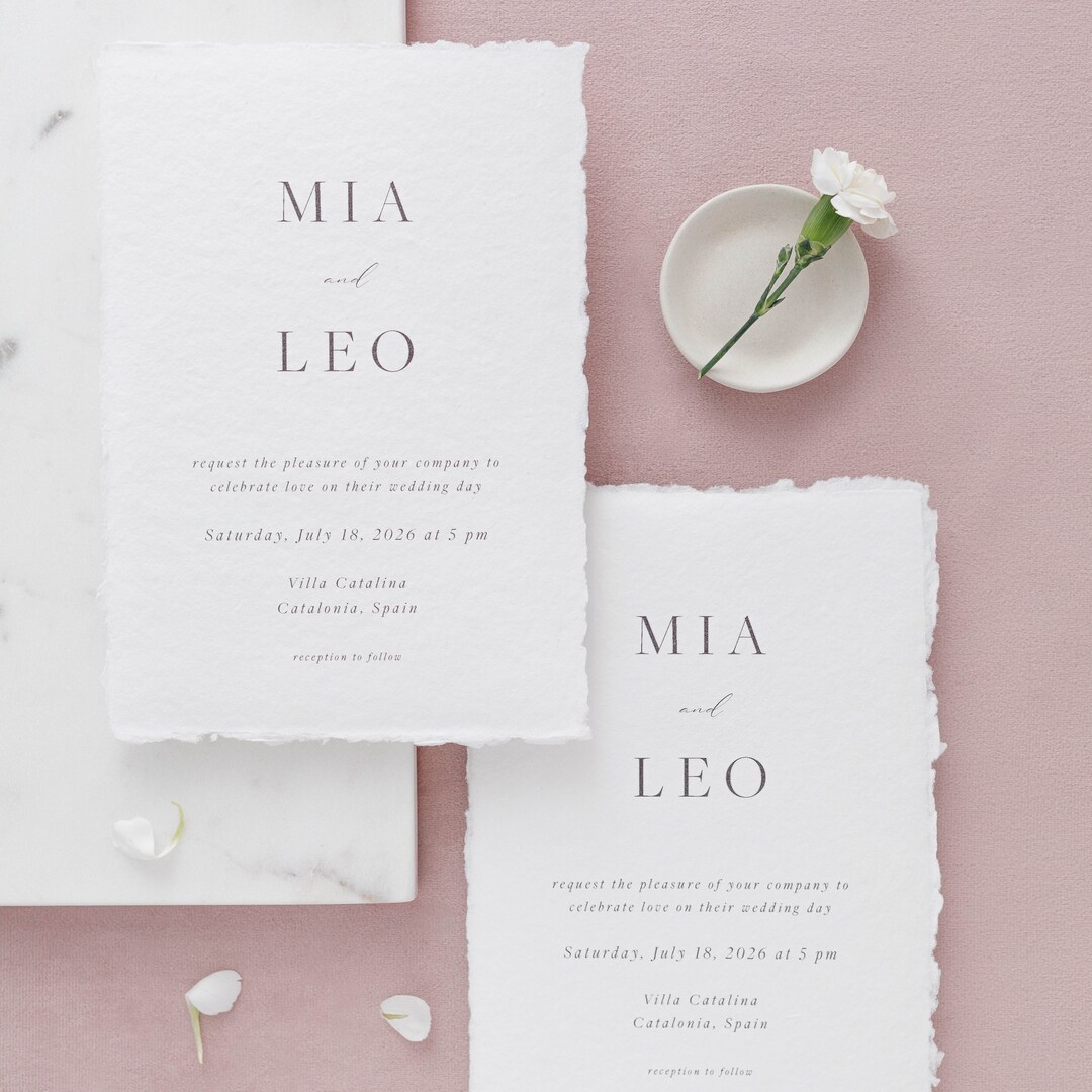 Mia Wedding Invitations – SAMPLE, Handmade Paper, Wedding Invites ...