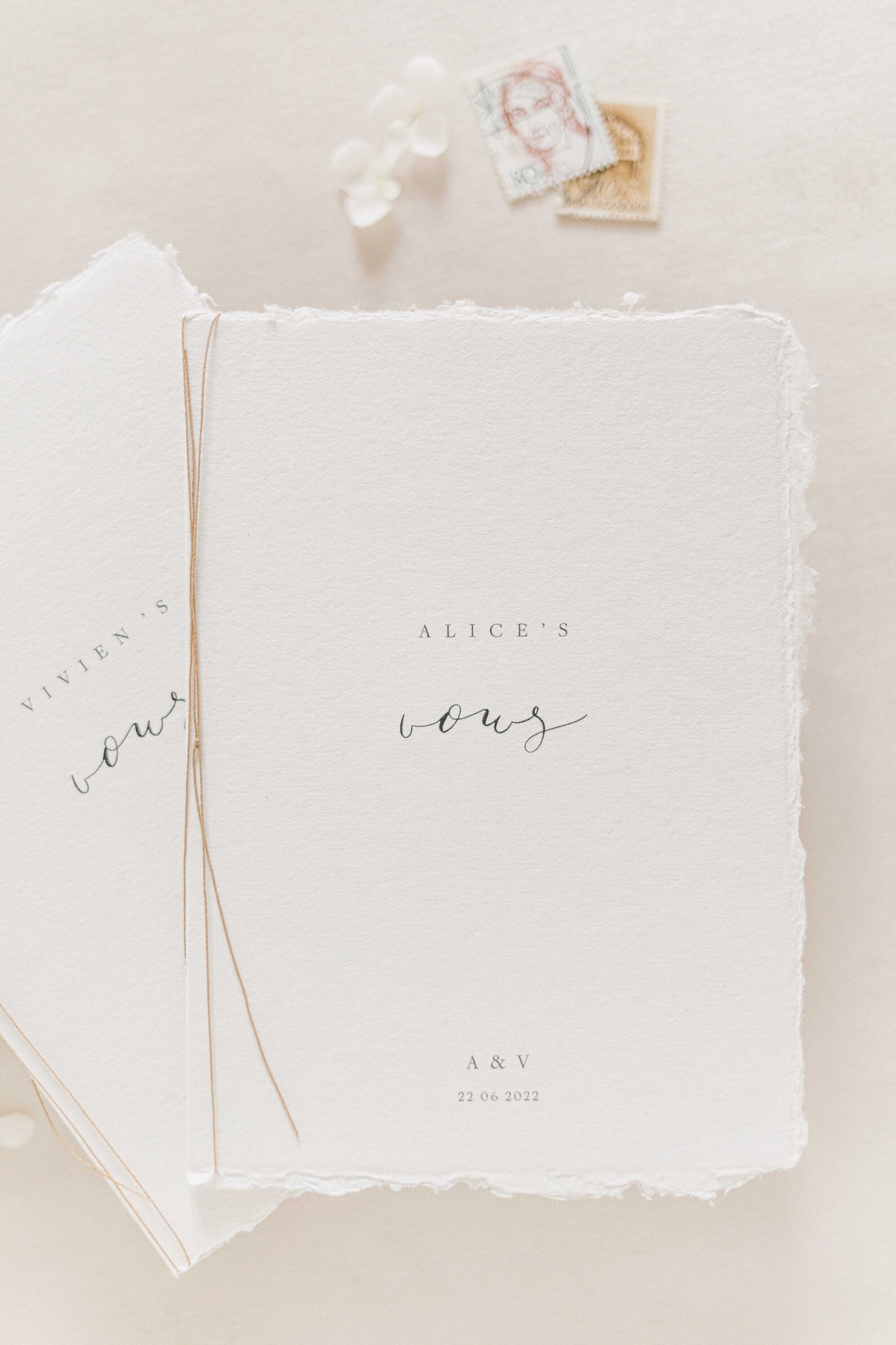 Alice Personalised Vow Books Set of 2, Handmade Paper, Fine European ...