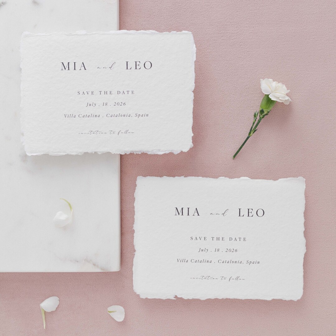 Mia Save the Date – SAMPLE, Handmade Paper, Wedding Save the Date, Save ...