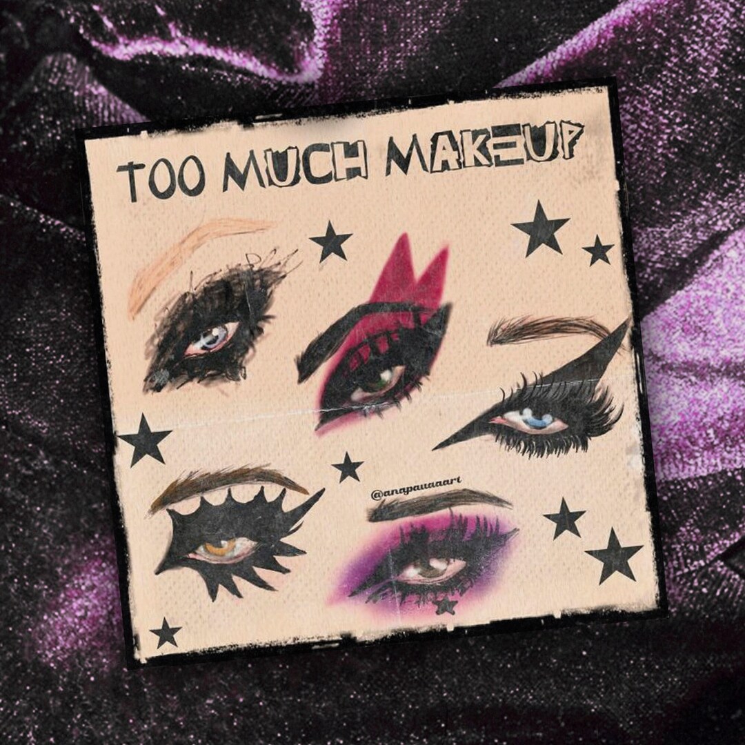 Riot Grrrl 80s Punk Rock Aesthetic Evil Eyes Makeup Drawing Canvas Art ...