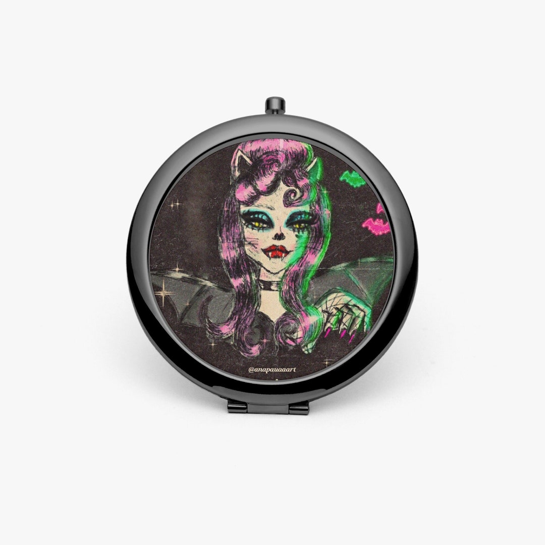 Vampire Aesthetic Pocket Mirror – Bat Woman Design, Creepy Cute Pastel ...