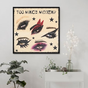 Riot Grrrl 80s Punk Rock Aesthetic Evil Eyes Makeup Drawing Canvas Art ...