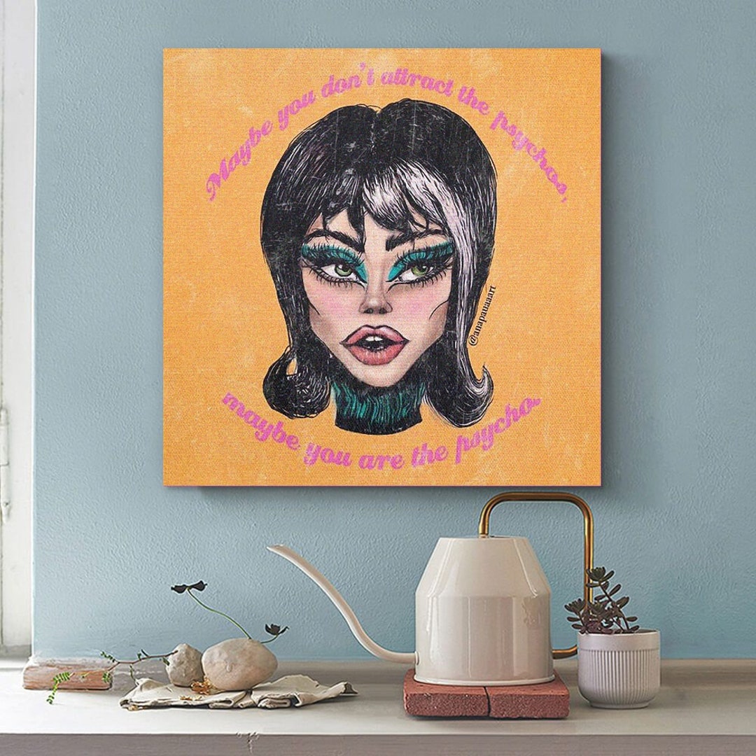 Retro 70s Aesthetic Grunge Girl Canvas Art Print / Alternative Indie ...
