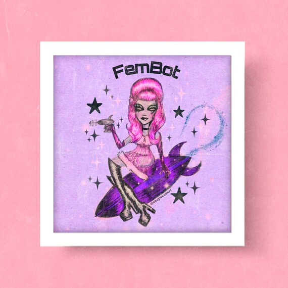 Fembot Creepy Cute Alien Space Sexy Gal Art Print / Grunge - Etsy