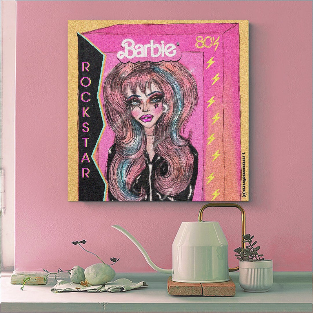 Retro Doll Rockstar 80s Aesthetic Canvas Art Print / Malibu Bimbo Art ...