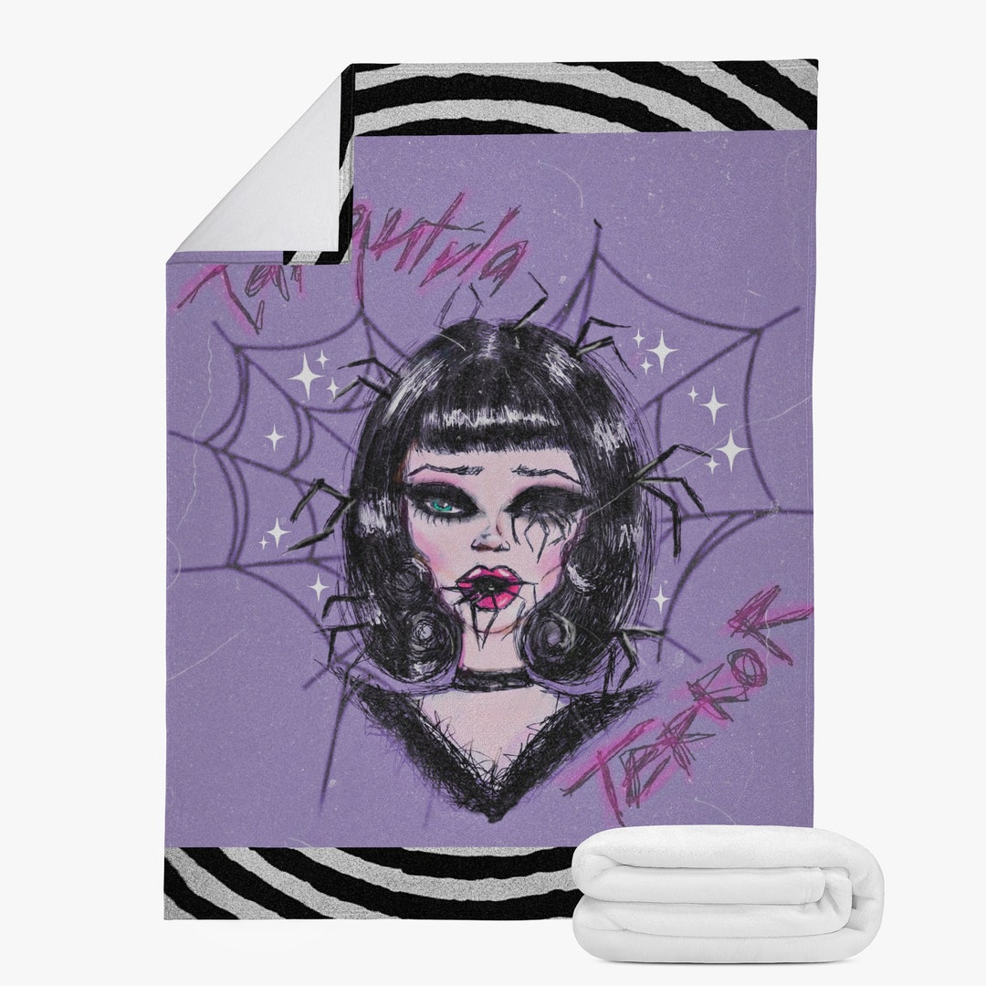 Creepy Cute Pastel Goth Tarantula Terror Blanket – Vintage Haunted Doll ...
