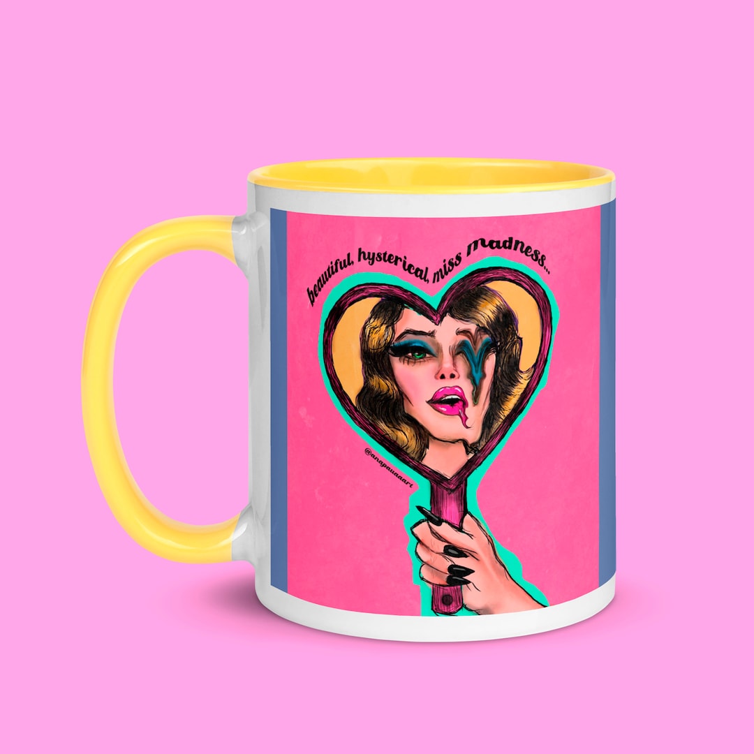Pinup Vintage Ceramic Mug / Creepy Cute / Girly Pink Grunge Alternative ...