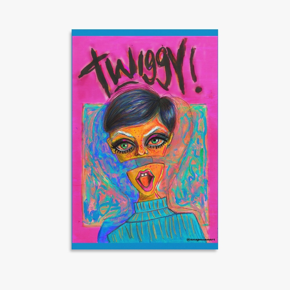 Twiggy Trippy Psychedelic Aesthetic Canvas Art Print / 70s Retro Groovy ...