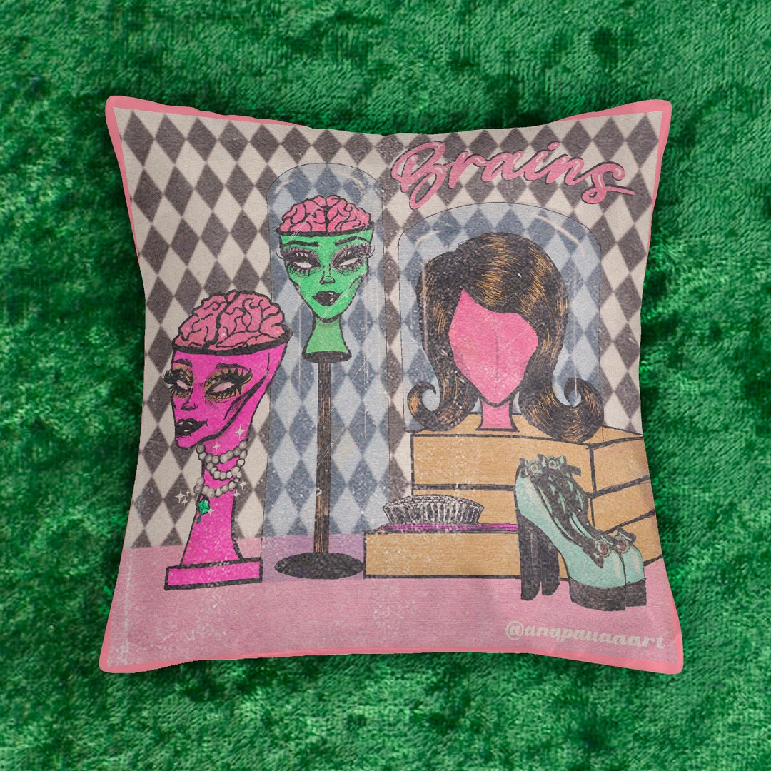 Pastel Goth Pinup Zombie Pillow Case – Spooky Room Decor, Creepy Cute ...
