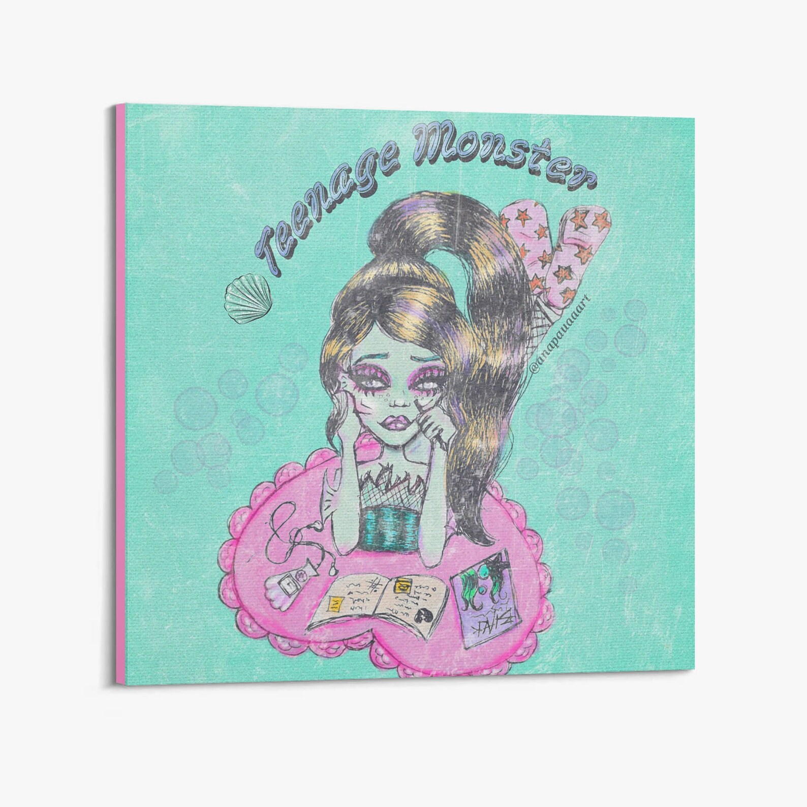 Creepy Cute Monster From the Black Lagoon Mermaid Art Print Canvas ...