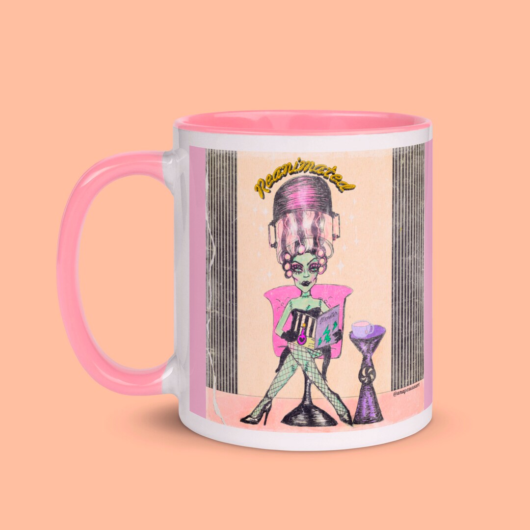Pink Halloween Pastel Goth Coffee Mug - the Bride of Frankenstein ...