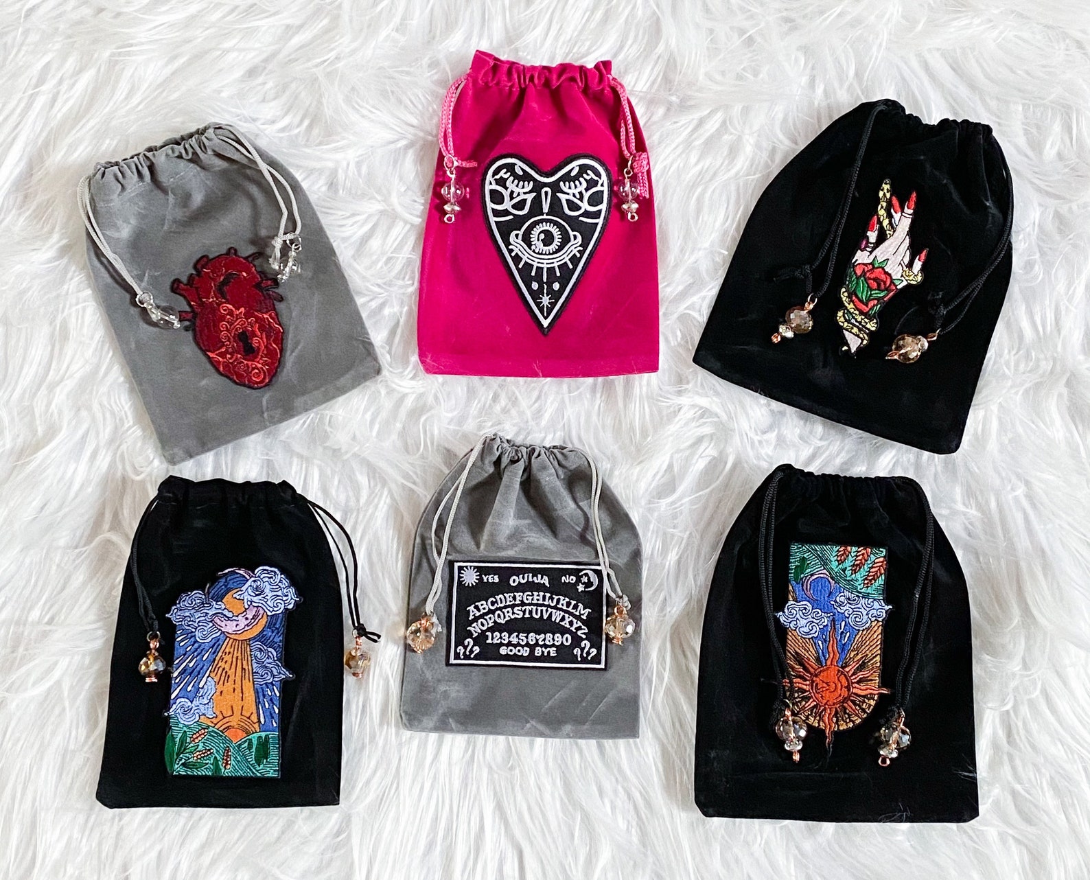 Planchette Witchy Trinket Drawstring Soft Velvet Tarot Bag - Etsy