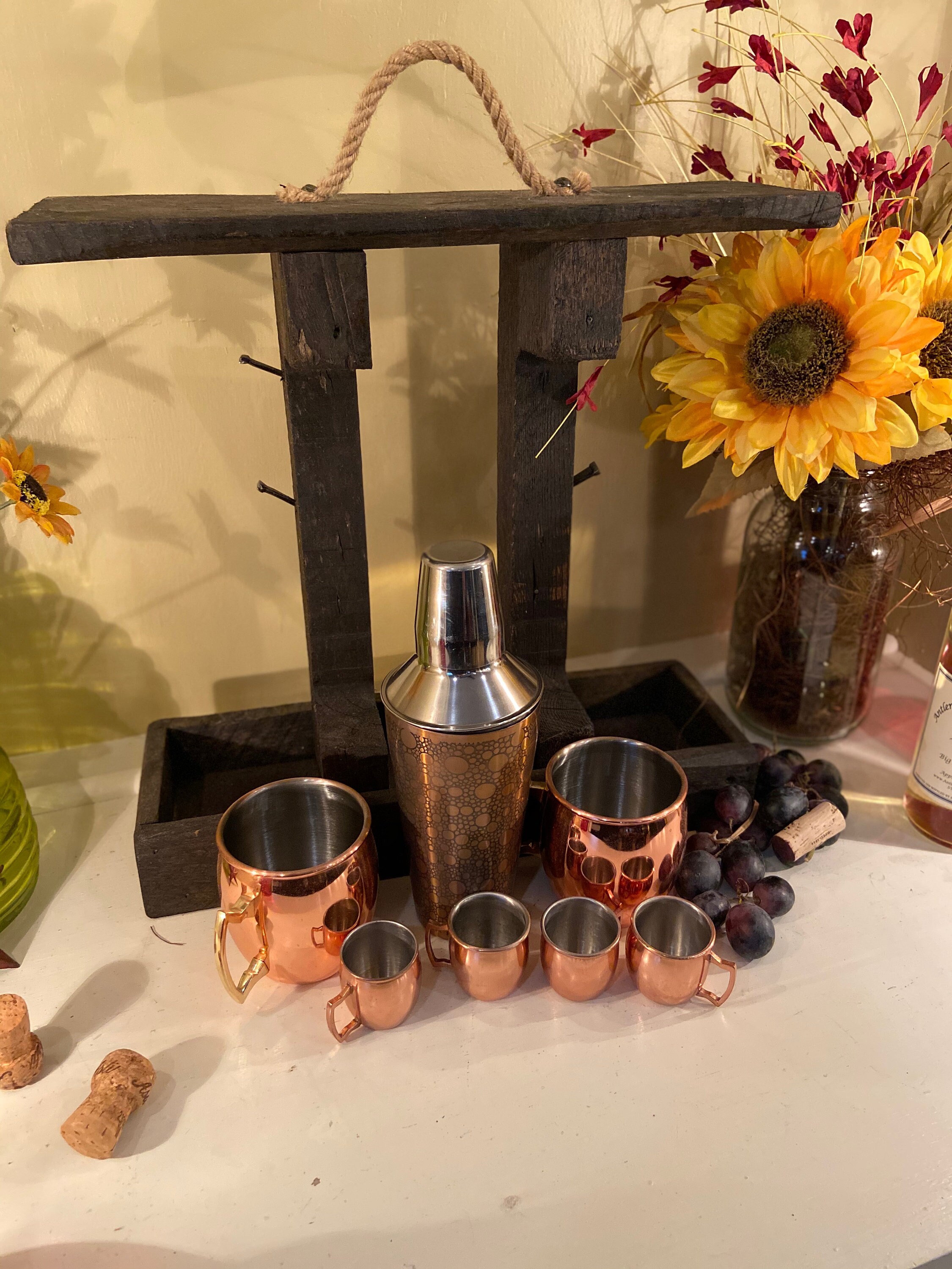 Rustic Wood Table Top Cocktail Station Tabletop Cocktail | Etsy