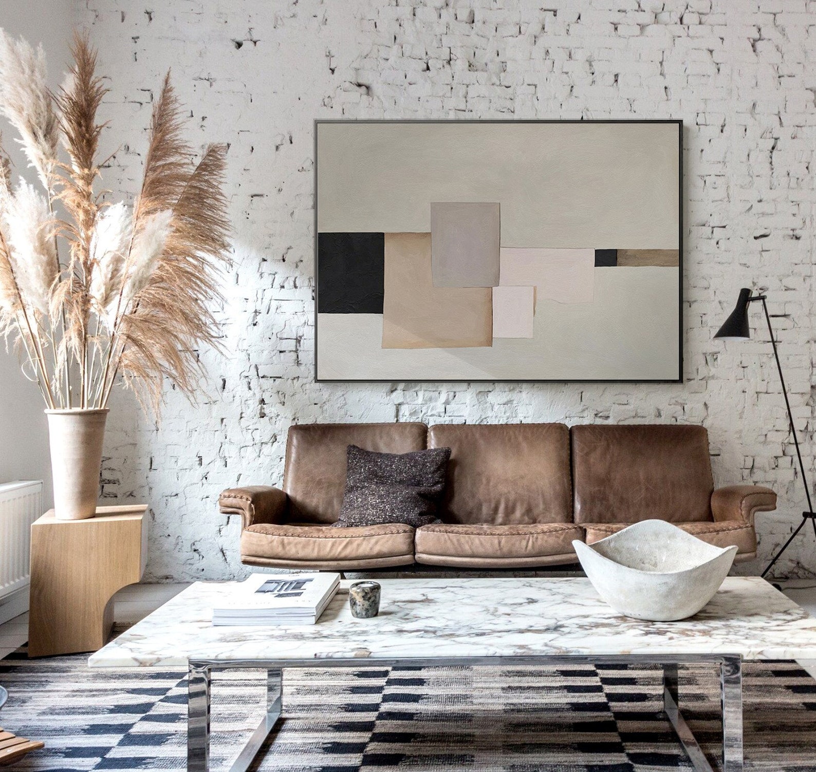 Morandi Color Nordic Modern Abstract Living Room Decoration Painting ...