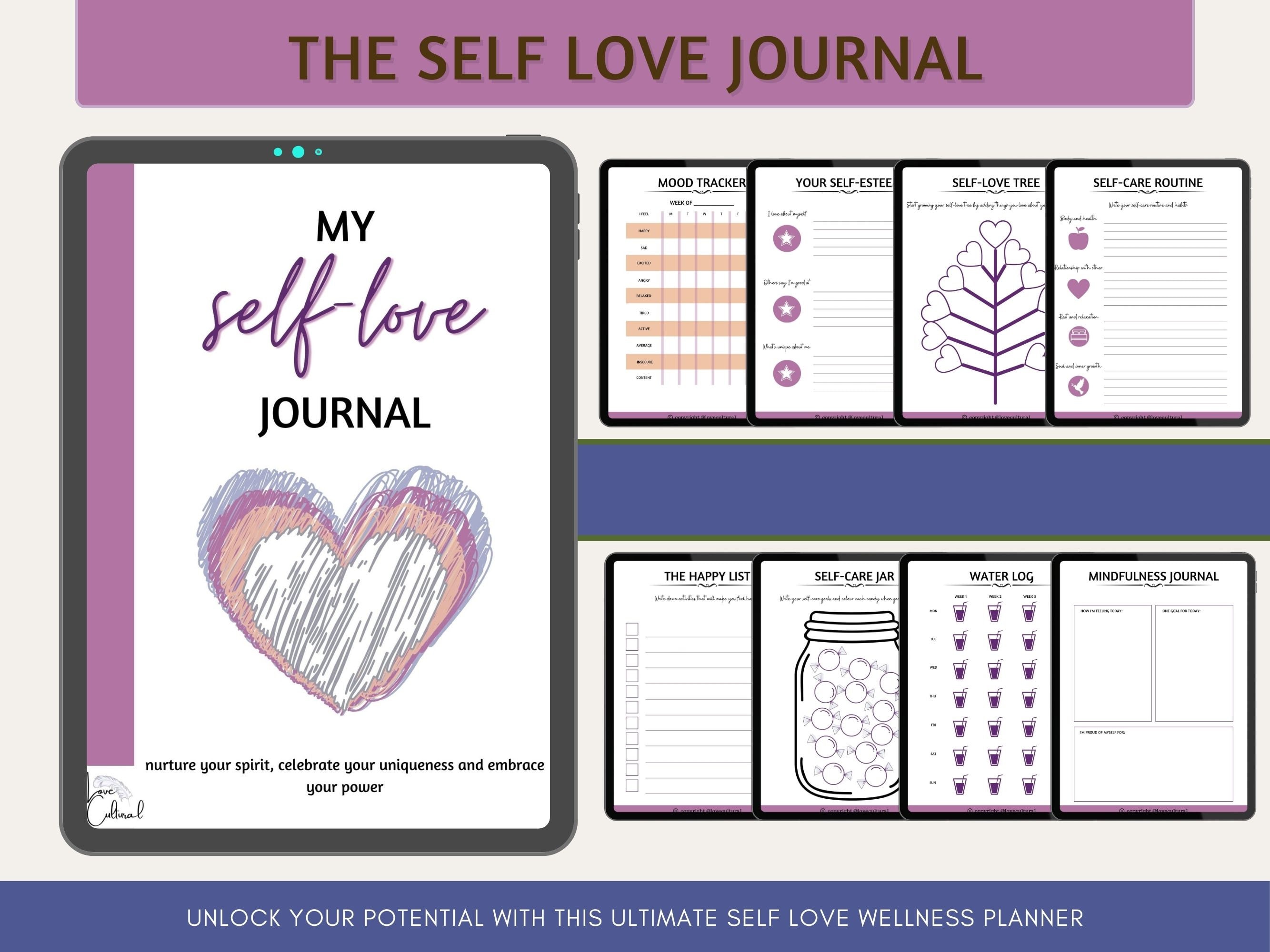 Digital Self Love Journal Printable & Reusable, Undated 20 Page Guide ...