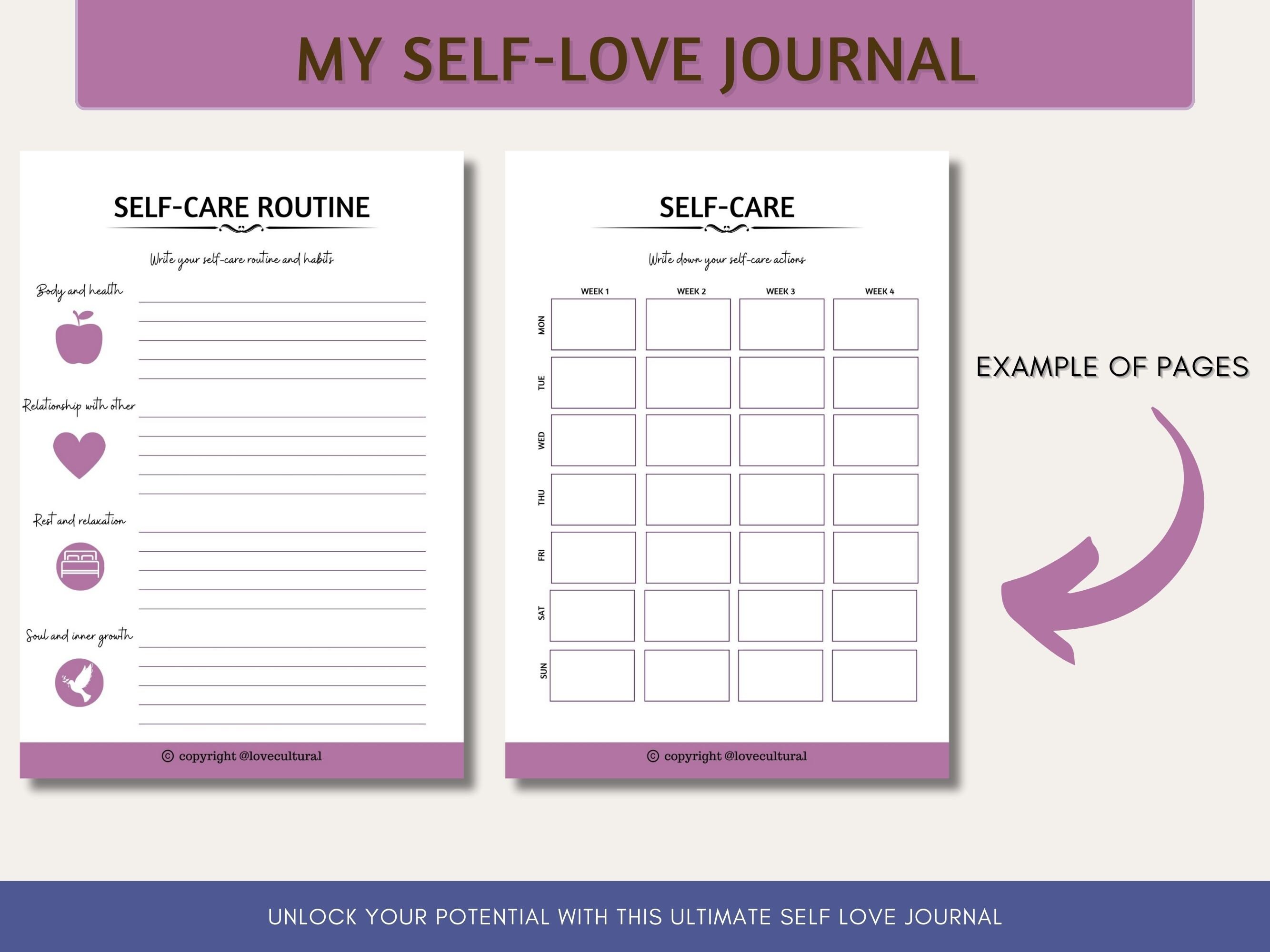 Digital Self Love Journal Printable & Reusable, Undated 20 Page Guide ...