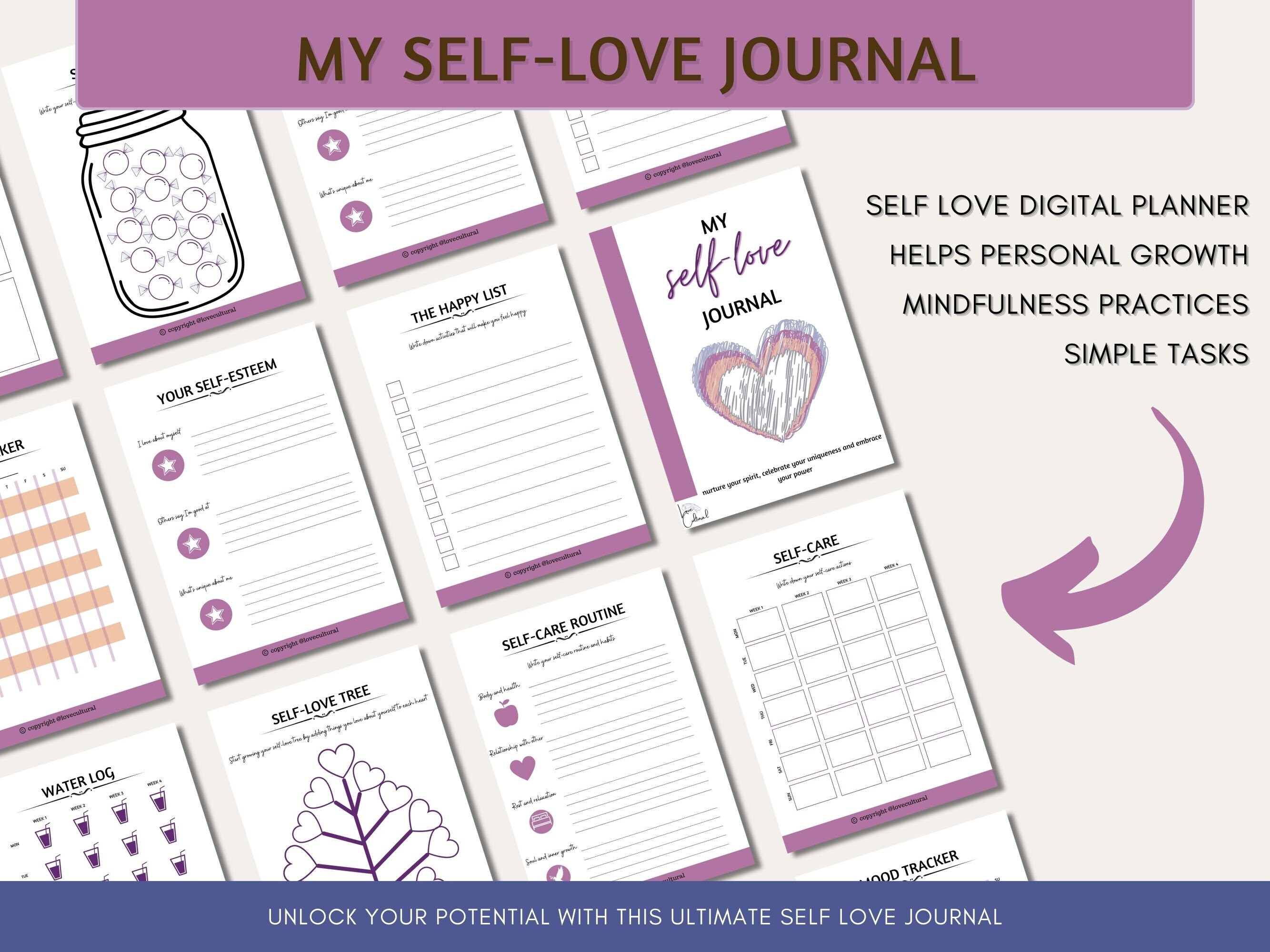 Digital Self Love Journal Printable & Reusable, Undated 20 Page Guide ...