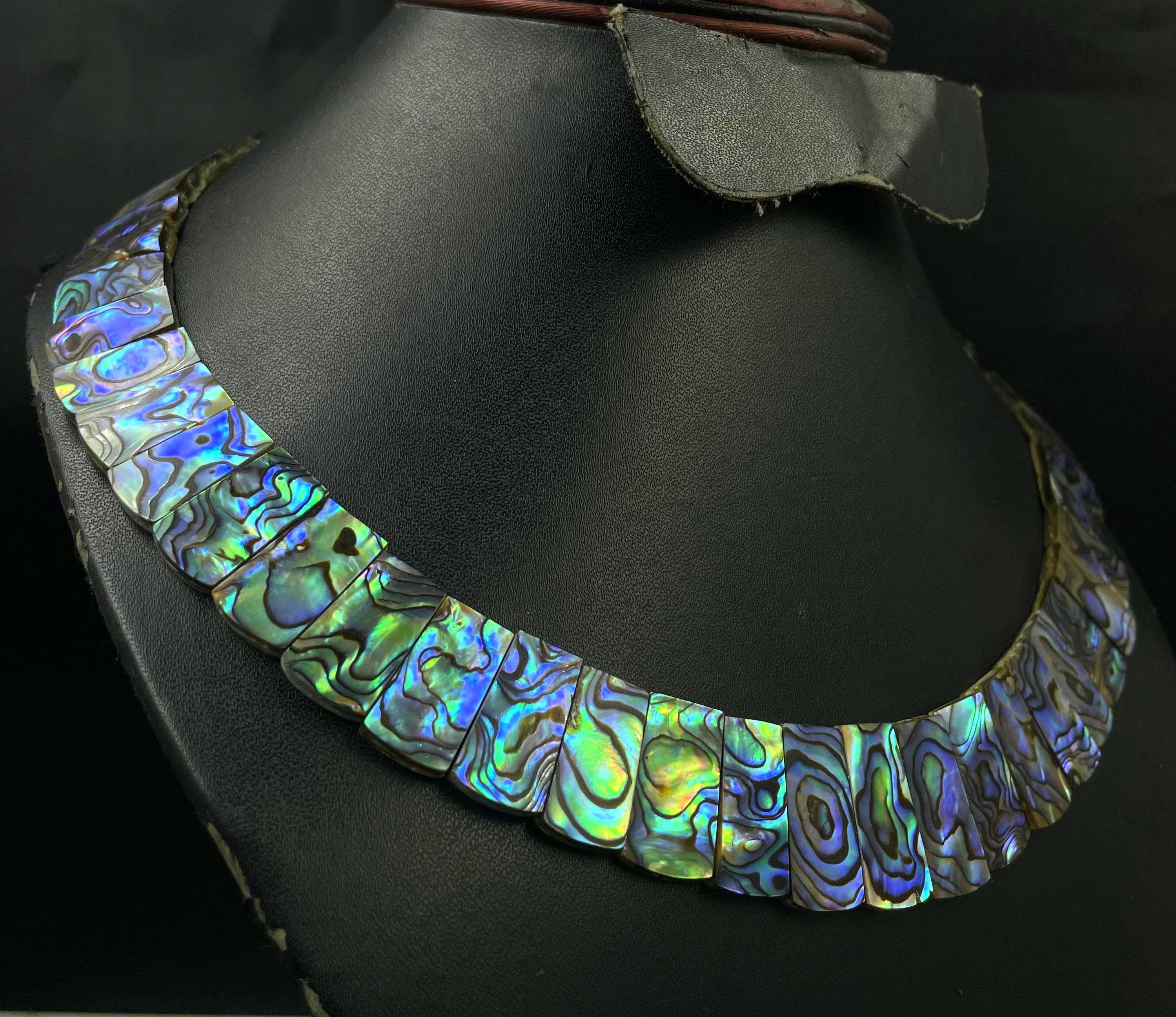 Green Abalone Shell Necklace • Natural Stone Beads, 16 Inches - Etsy