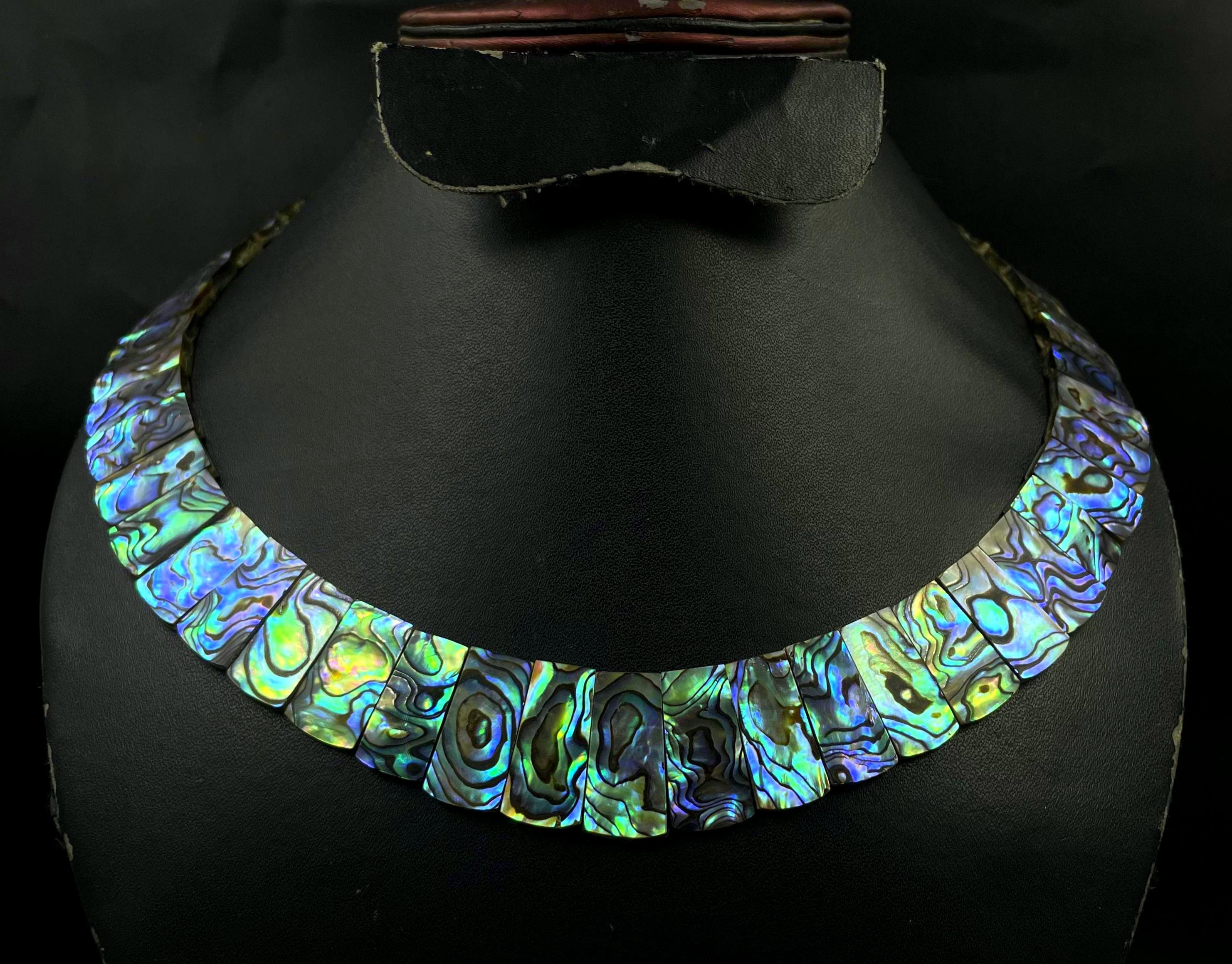Green Abalone Shell Necklace • Natural Stone Beads, 16 Inches - Etsy